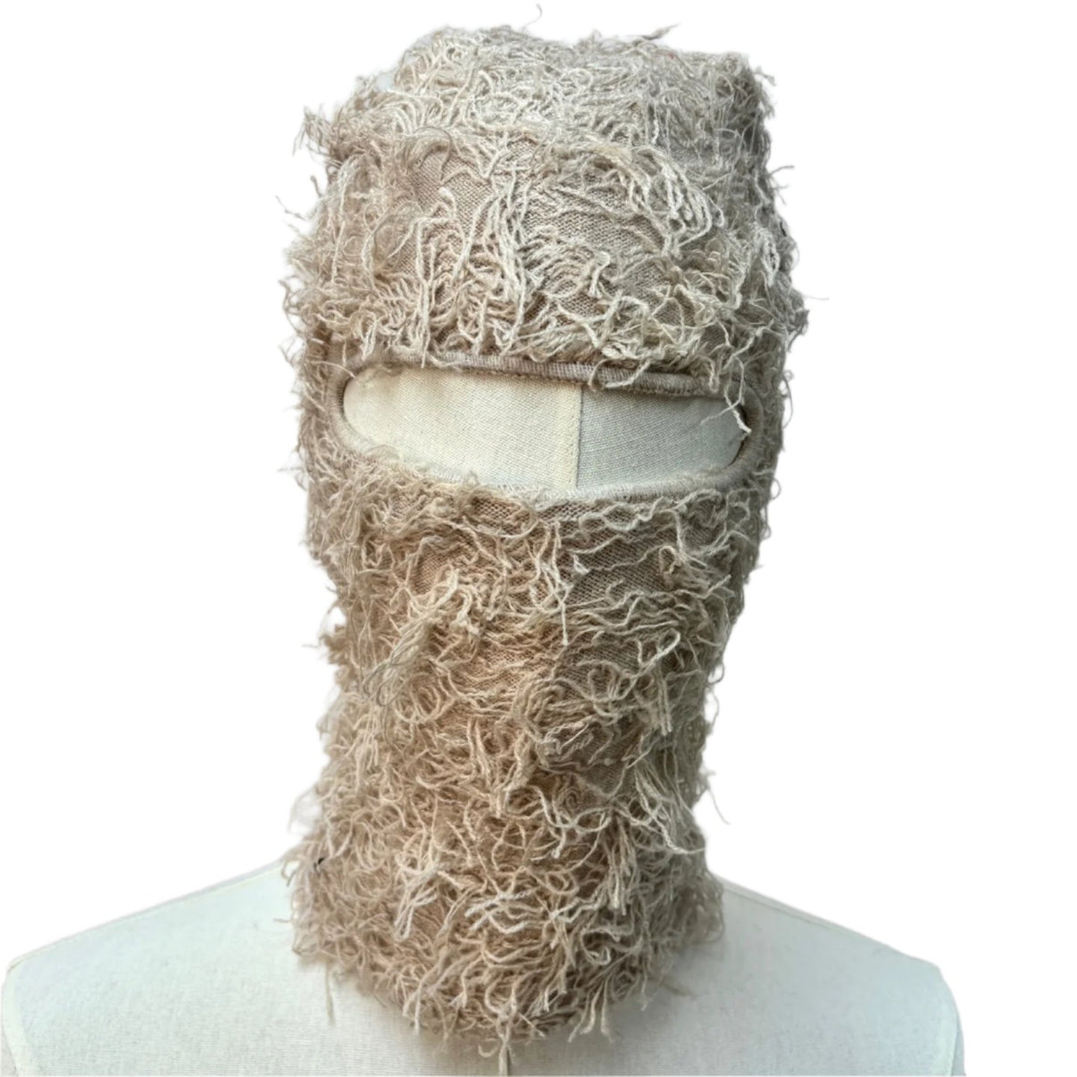 Fuzzy Shiesty Balaclava Distressed Knitted Full Face Ski Mask - Khaki ...