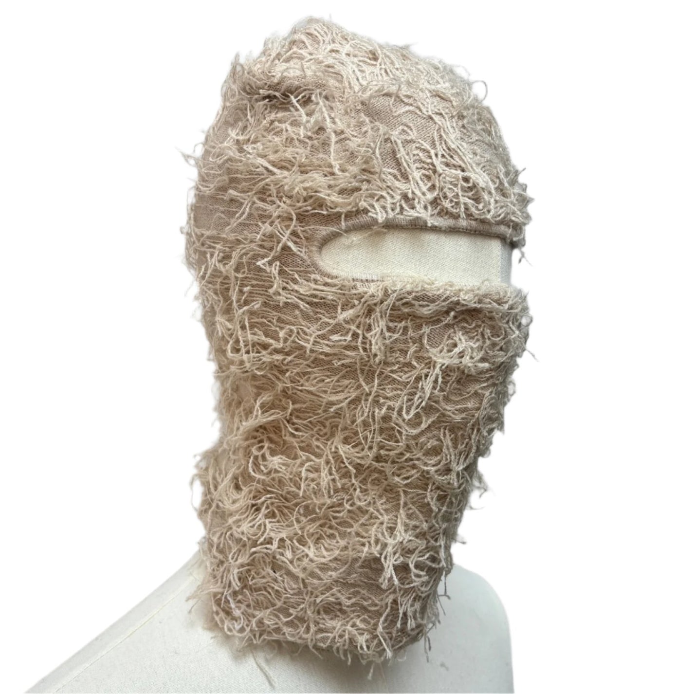 Fuzzy Shiesty Balaclava Distressed Knitted Full Face Ski Mask - Khaki ...